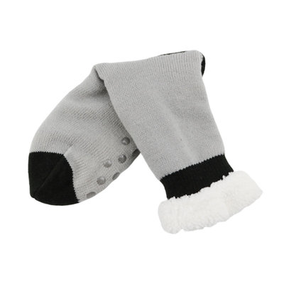 Gray  Cashmere Knitted Fleece Slipper Socks Home Indoor Sweater Sherpa Slipper Socks
