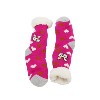 12 pairs winter cute rabbit Love women home slipper socks knitted warm fluffy children socks