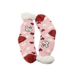 12 pairs winter cute rabbit Love women home slipper socks knitted warm fluffy children socks