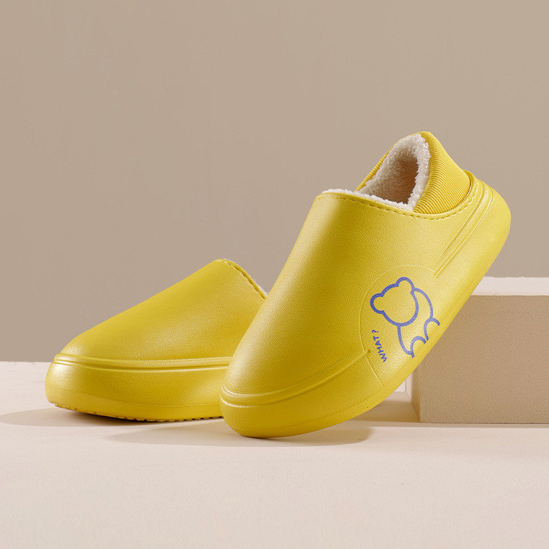 new Winter Couples Ladies House shoes With Non-Slip women Waterproof Upper  Plush Lining  Slippers eva rubber sole