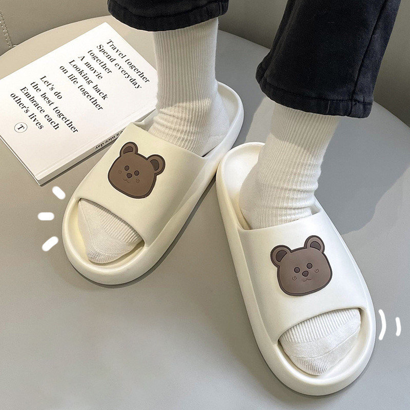 New design slippers ladies summer home indoor soft bottom non-slip bathroom couple cute Little bear sandals