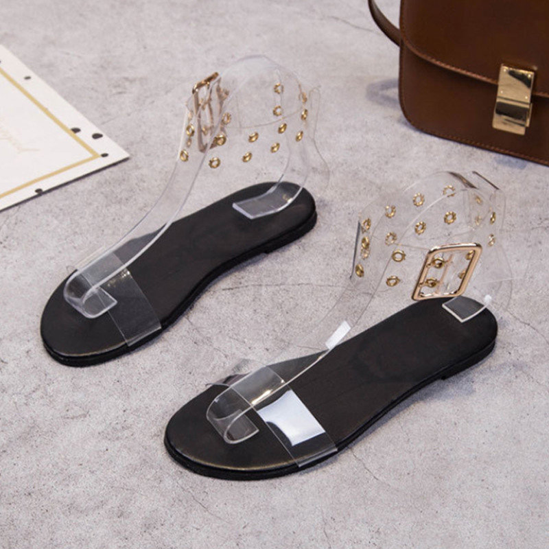 New design 2022 summer flat Sandals fashion Large Size Female Clear casual Shoes women soft sole non-slip slippers