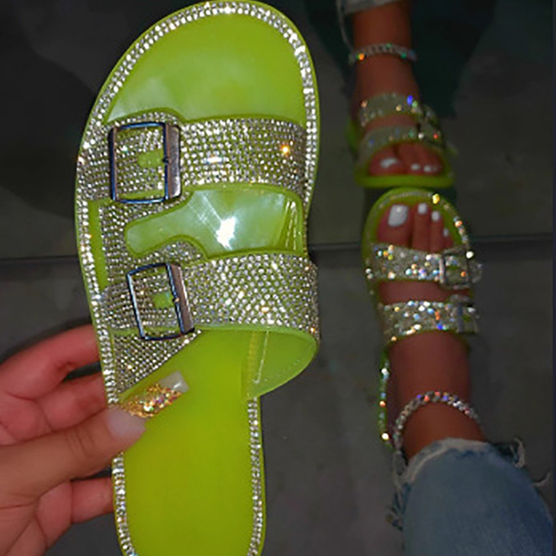 Summer women 2022 new popular fashion rhinestone vamp jelly beach sandals soft bottom large size slippers wholesale