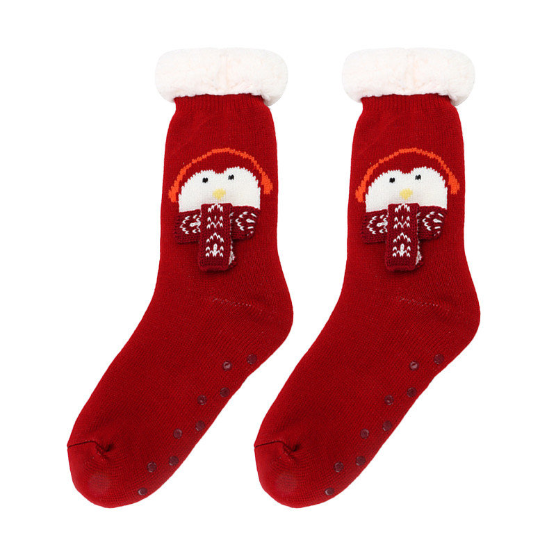 new design ladies red Slipper Socks Fuzzy Thick Warm Heavy faux fur lined Winter Socks Christmas Stockings For women
