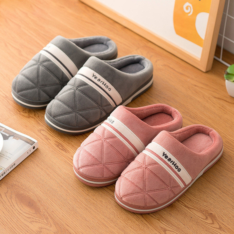 Autumn winter indoor men and women non-slip warm home thick-soled slippers half-pack couple household shoes