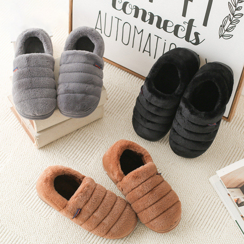 Winter new design delicate plush slippers for men and women thick-soled couple warm non-slip home indoor shoes