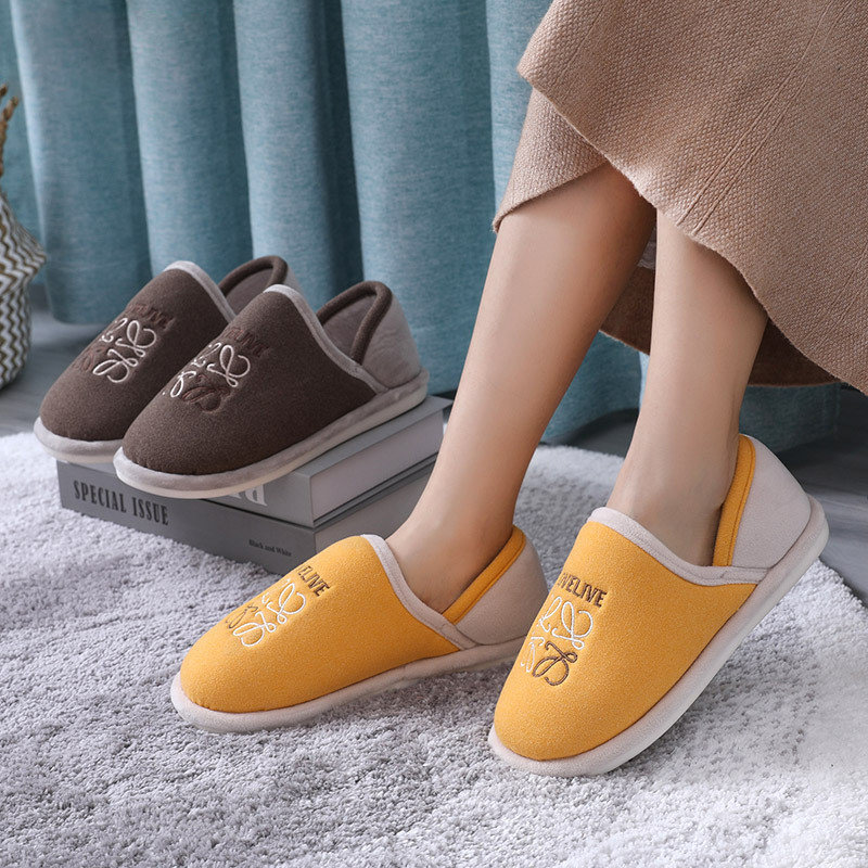 New hot sale women winter slippers non-slip warm indoor all-inclusive heel Coral fleece lining couple household shoes