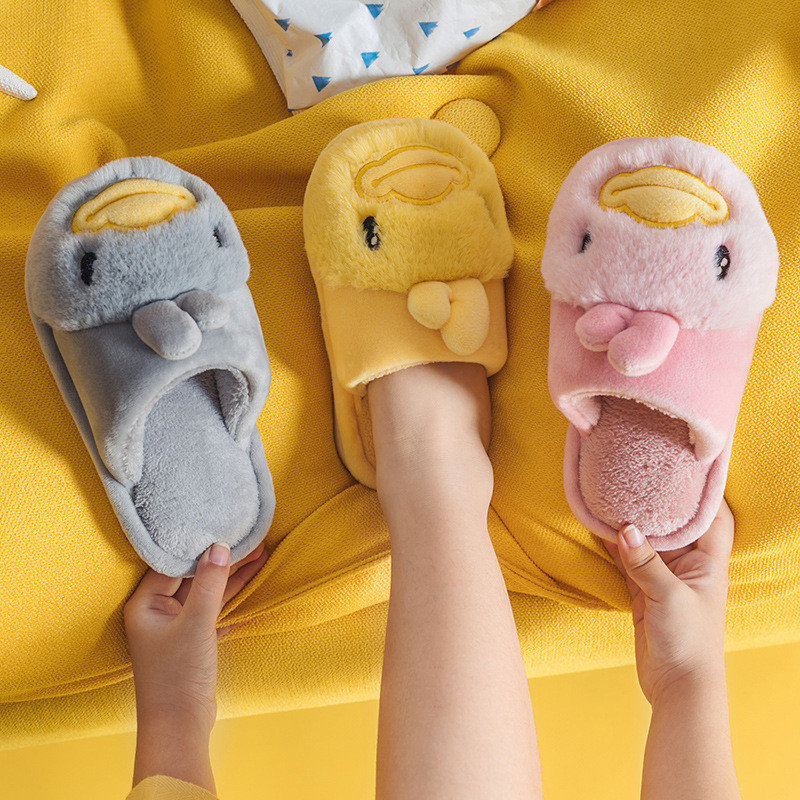 children Comfortable Non-Skid Cozy Soft cartoon Animal Duck Slippers Boys And Girls Plush Warm Home Indoor Shoes