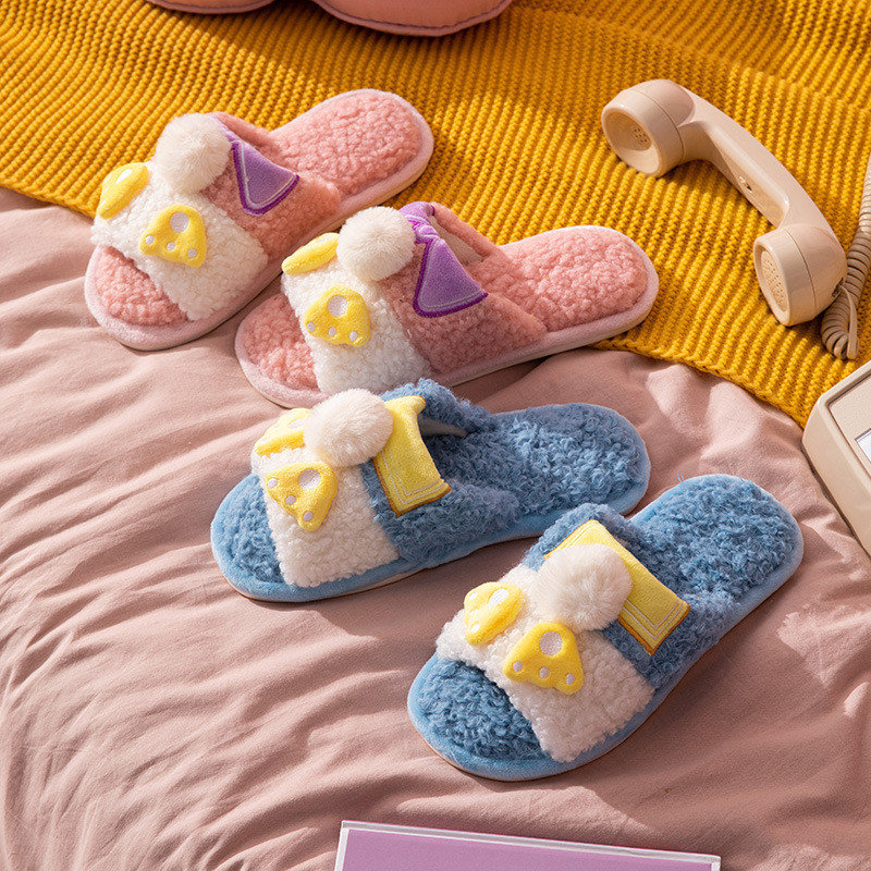 2021 New trend cute Duck Women fluffy home Slippers Autumn Winter Girls Plush Warm Non-Slip sole house Shoes