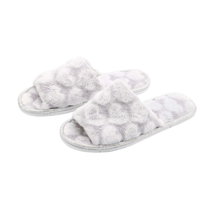 Love Hearts Pattern Plush Slipper Shoes Women Home Leisure Slipper Shoes