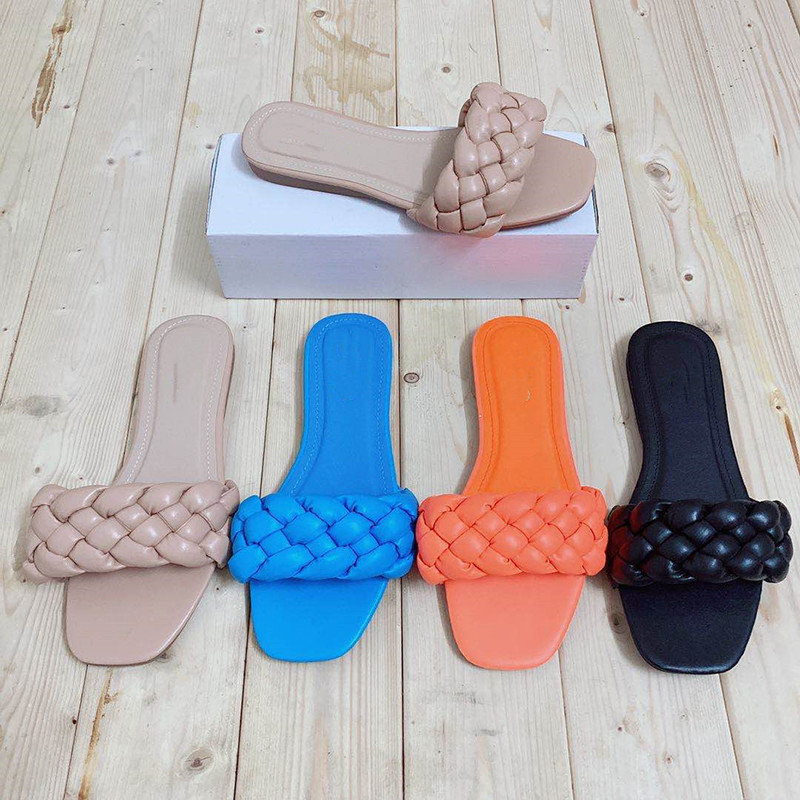 New Arrivals female solid color Wholesale Popular Unique Womens flat Sandals woven summer Slides slippers