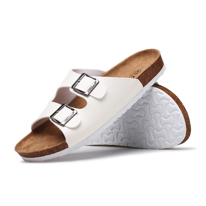 summer comfortable beach walking soft flat faux suede wooden men women slippers sandals