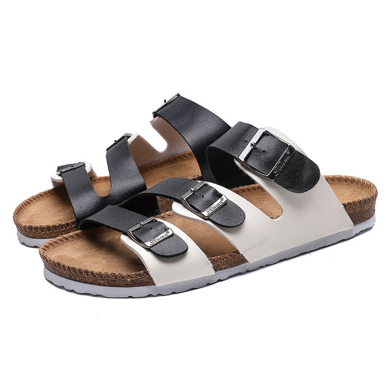 men hot sale new style popular soft wooden sole with metal buckles comfort slippers zapatillas
