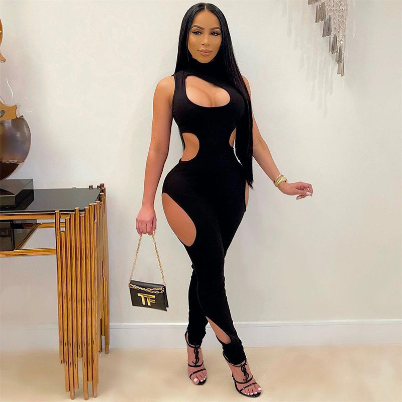 New design women slimming High collar beauty back jumpsuits one-piece fitness yoga suit Hollow out design Invisible zipper