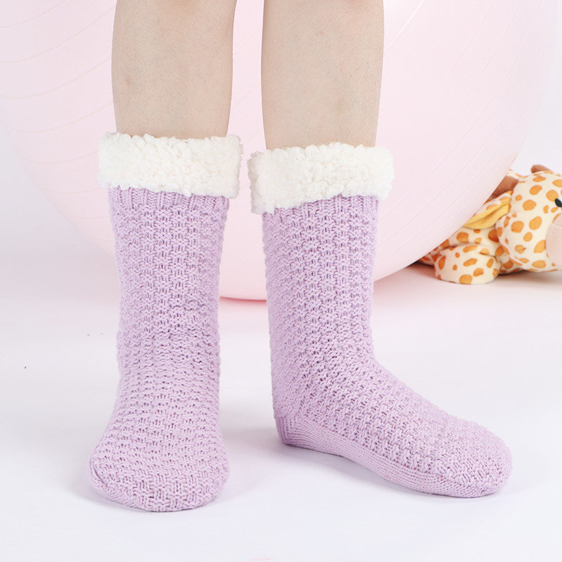 new arrival women winter new solid color anti skid socks knitted polyester socks with numerous colors designer socks