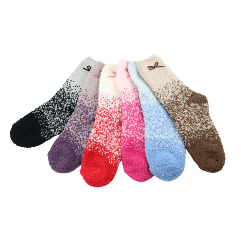 6 colors cute bow-knot knitted winter thick warm women slipper socks china sock wholesale