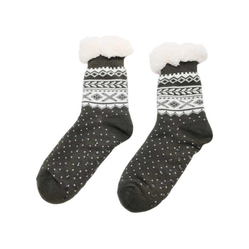 Snowflake Knit Women Thick Sherpa Fleece Lined Thermal Fuzzy  Home Socks