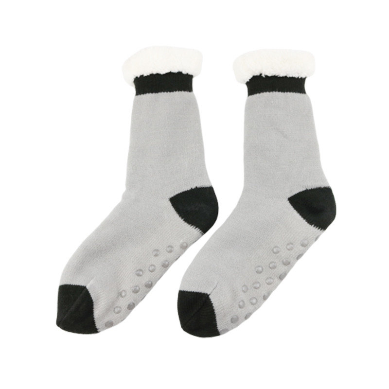 Gray  Cashmere Knitted Fleece Slipper Socks Home Indoor Sweater Sherpa Slipper Socks