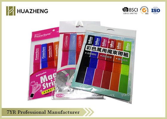 Flexible Printed Nylon Releasable Cable Ties ,  Coloured Hook and Loop Tape