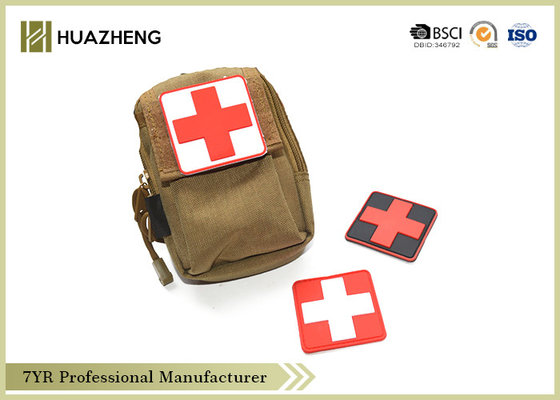 Red Cross Printed Soft Rubber / PVC Badge Resusable Ecofriendly