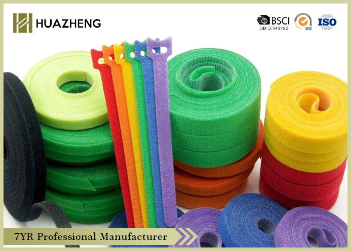 Colored Cable Double Sided Hook And Loop Tape Eco - friendly Printing Logo