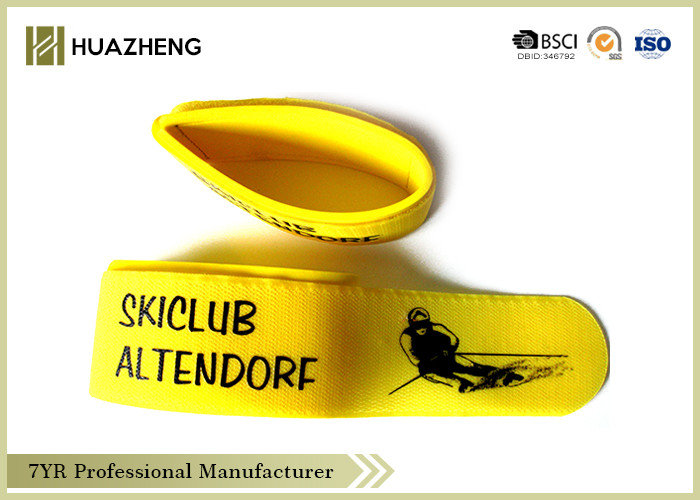 Yellow Retractable Ski Straps Hook And Loop For Apline , Binding Ladder Strap