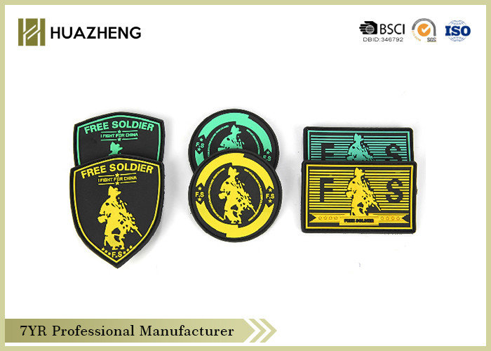 Embossed PVC Badge For Bags Acccessories , Hook And LoopHook Loop Tape