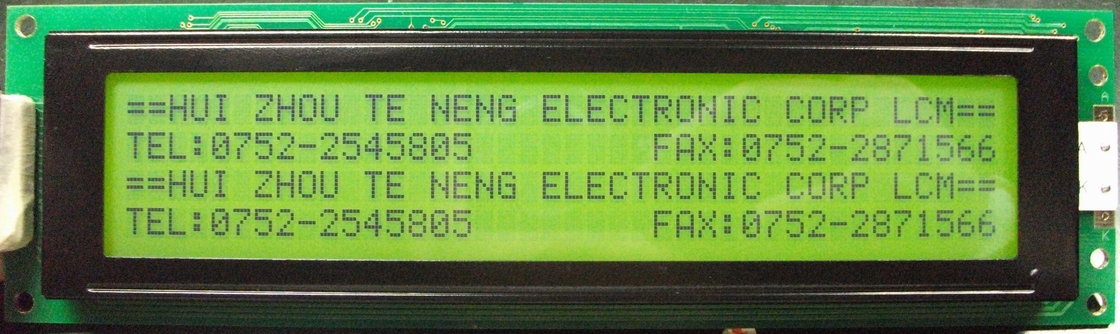 4x40 CHARACTER LCM, 40x4 LCD, STN, YELLOW GREEN LCD,YG BACKLIGHT,WIDE TEMP