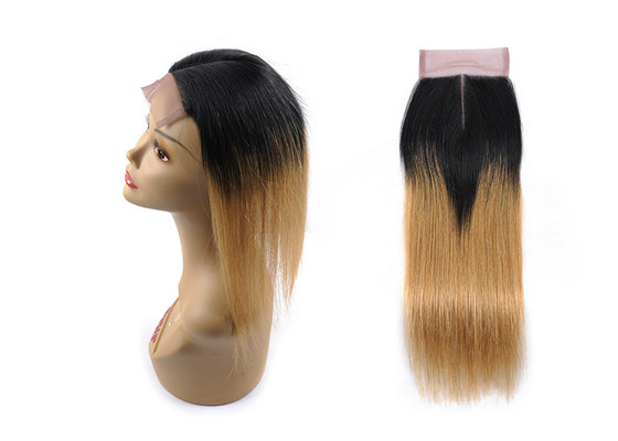 Cabello humano recto rubio brasileño de Bundlles 4Pcs Ombre de la armadura con armadura del pelo del color 1B27 del cierre