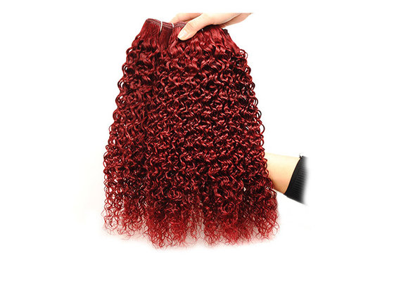 cabello humano rizado brasileño de la armadura del pelo rizado del color 99J 4 paquetes con el cierre