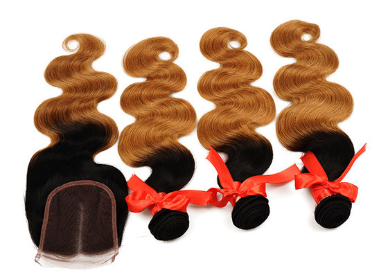 Armadura suiza de la onda del cuerpo de Ombre del cordón/extensiones rubias del pelo del 1B 27 no Remy