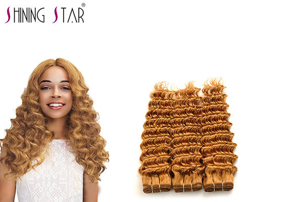 Pelo rizado de la Virgen de la onda profunda brasileña del 100%, extensiones profundas rubias del pelo de la onda de 3 paquetes