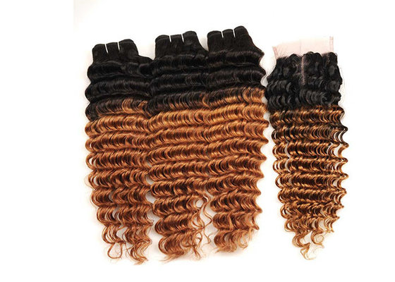 Los paquetes peruanos rubios/profundamente del pelo rizado armadura peruana del pelo de la onda lían