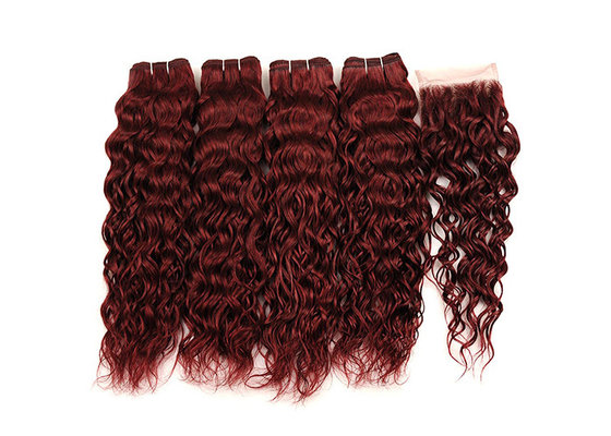 Las extensiones del pelo de la onda de agua de Restyled del color rojo de #99J para las señoras modificaron longitud para requisitos particulares