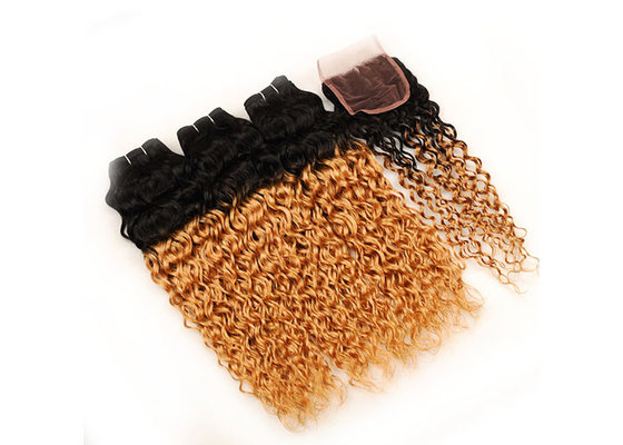 Extensiones del pelo de la onda de agua profunda de Ombre con color no malo #1B30 del cierre el pequeño