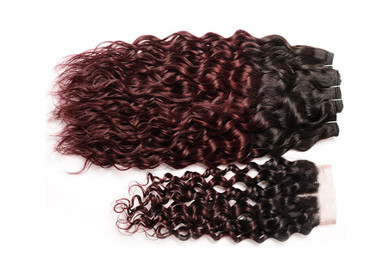 3 paquetes con la onda de agua del color de Ombre 1BBUG del cierre tejen el cabello humano