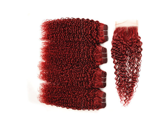 extensiones rizadas rojas del pelo de la armadura 99J, extensiones naturales del pelo rizado de Borgoña