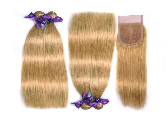 Armadura india recta del pelo del brillo agradable, cabello humano rubio de la armadura suavemente verdad a la longitud