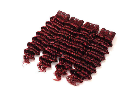Clip profundo de la onda en color rojo rizado de la armadura #99J del cabello humano de las extensiones del pelo