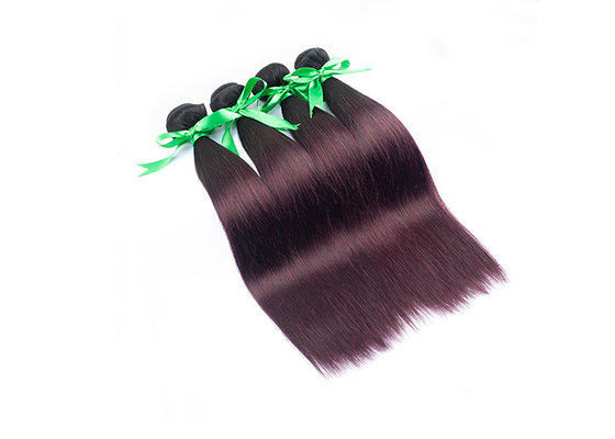 Los paquetes brasileños largos rectos del pelo 4Pc tejen los paquetes oscuros Borgoña del pelo de raíz de #1B