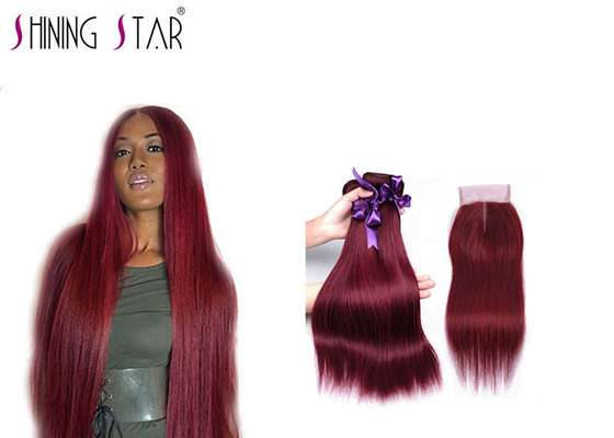 Armadura brasileña roja de los paquetes del pelo de Borgoña para el color hermoso de la mujer opcional
