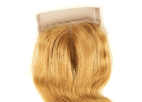 Armadura del cabello humano de la onda del cuerpo del Blonde de miel con color modificado para requisitos particulares cierre del cordón