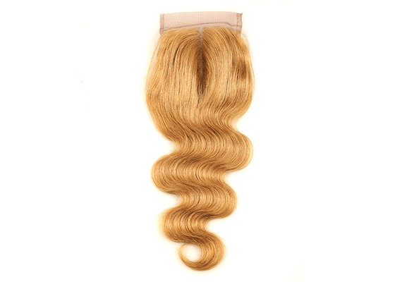 Armadura del cabello humano de la onda del cuerpo del Blonde de miel con color modificado para requisitos particulares cierre del cordón