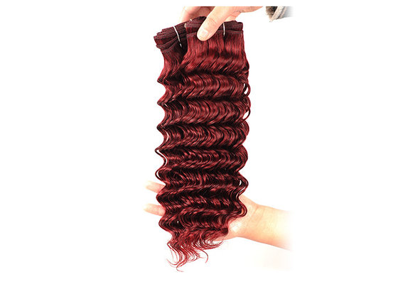 Clip profundo de la onda en color rojo rizado de la armadura #99J del cabello humano de las extensiones del pelo