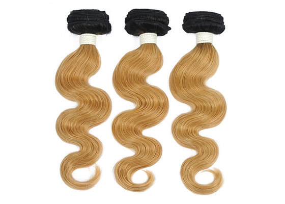 Las extensiones 3 del cabello humano de la onda del cuerpo del trenzado rubias verdad al color de la longitud #1B27