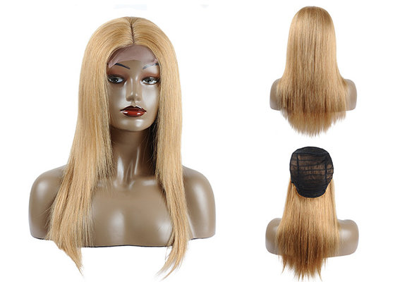 Ate la peluca rubia delantera del frente del cordón del pelo recto de las pelucas del cabello humano para el color de las mujeres negras #27