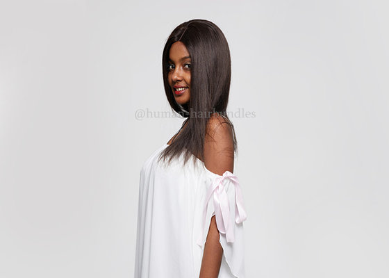 Pieza media del cordón de las pelucas del color marrón claro real humano frontal recto #2 del pelo para la mujer
