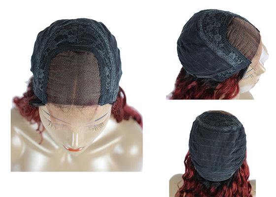 Suelte la pieza media del cabello humano del cordón del frente del color rojo largo profundo de las pelucas #1b99j para el afroamericano