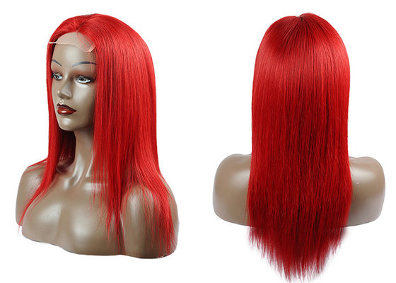 100 pelucas rectas del frente del cordón del cordón del frente de las pelucas del cabello humano humano del color rojo