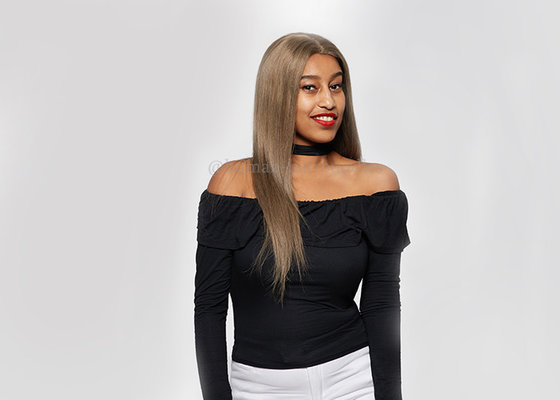 Ate el cabello humano recto de las pelucas delanteras para el color del lino de las mujeres negras #126